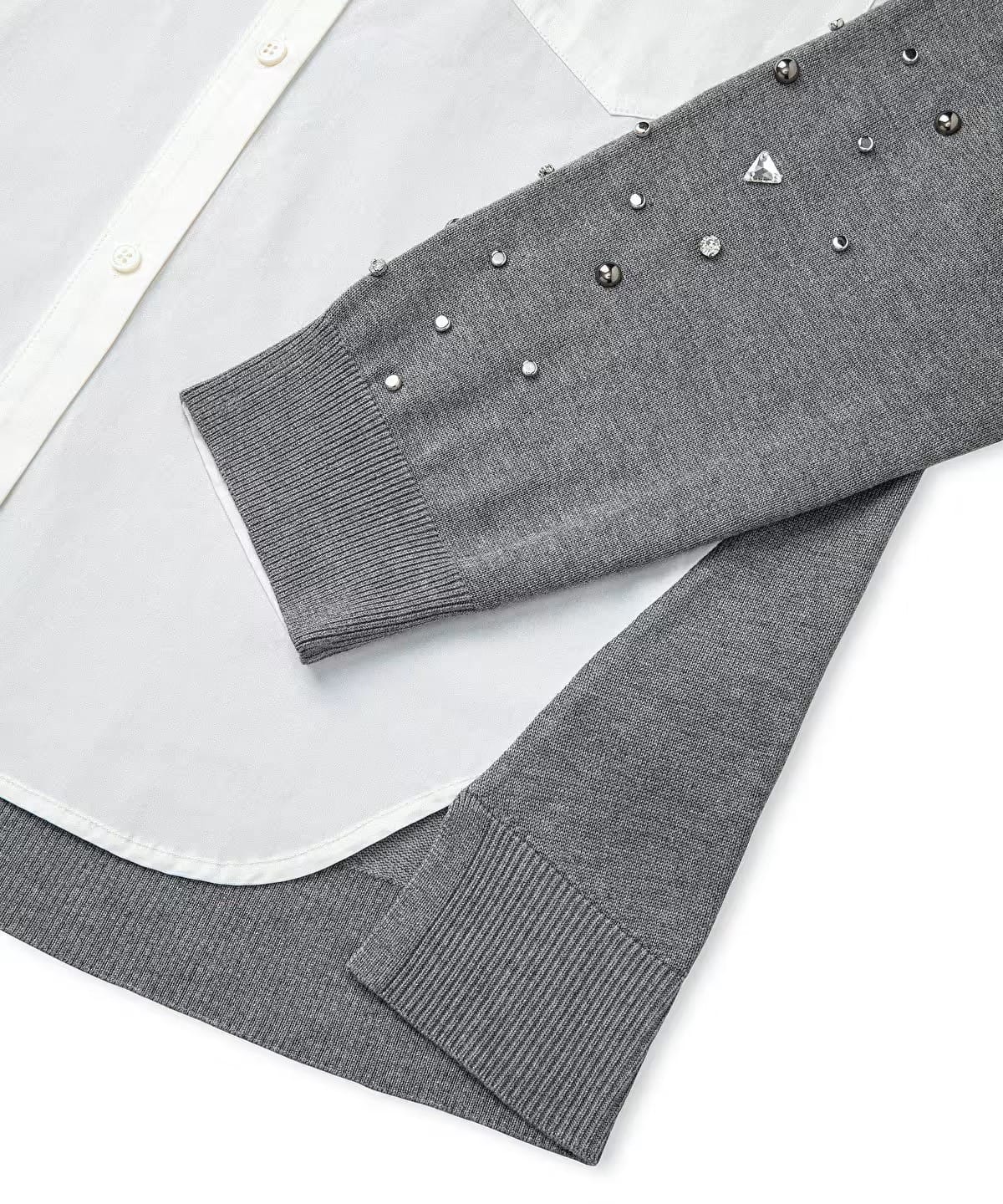 İPEKYOL Triko ve Poplin Mix Gömlek IS1250025093 Gri - Centilmen