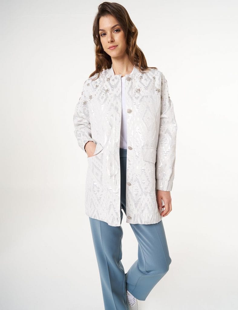 KAYRA Baklava Desenli Jakarlı Ceket 73015 Gri - Centilmen